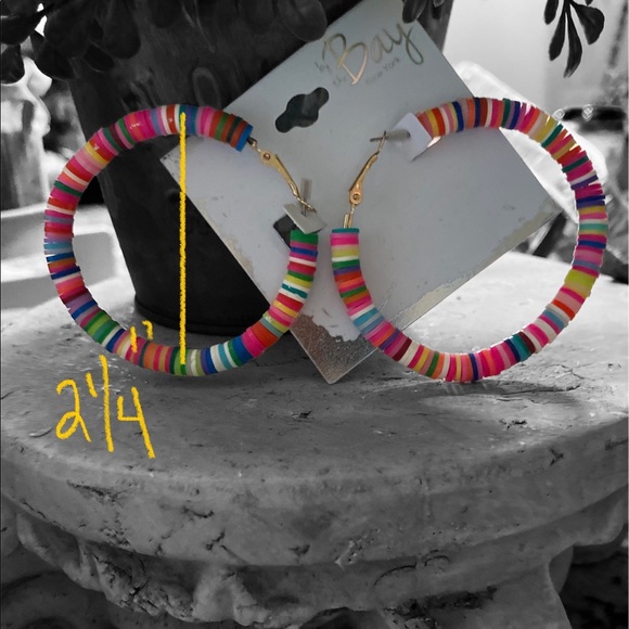 Jewelry | New Bohemian Rainbow Colored Rubber Band Design Hoops | Poshmark